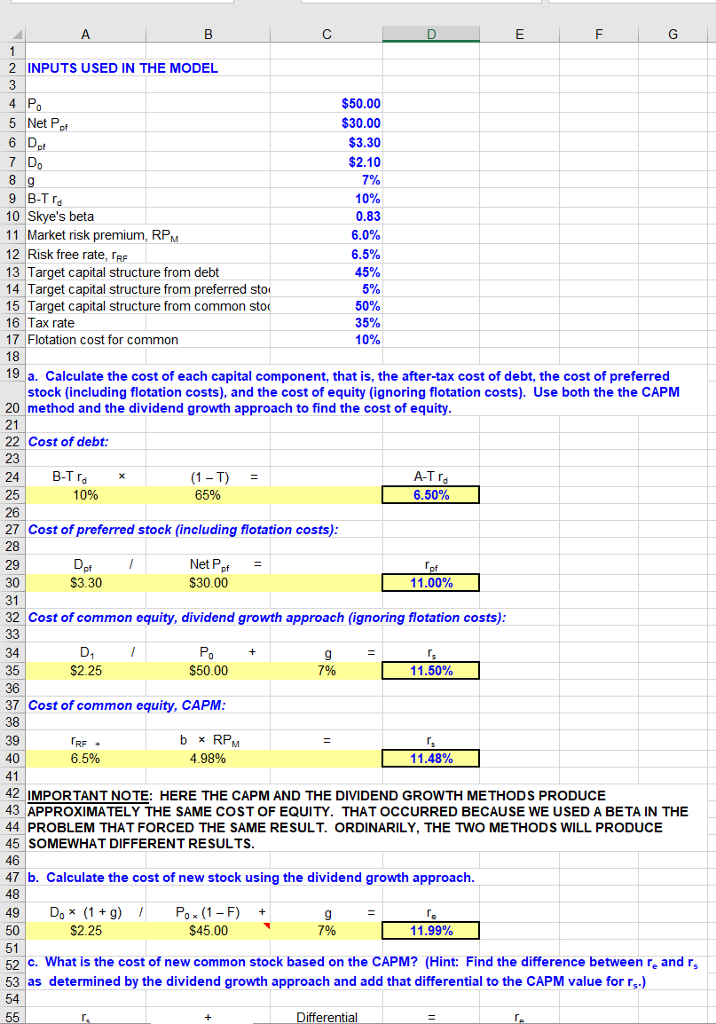 Solved Only need answer E. Please show excel formula. E. | Chegg.com