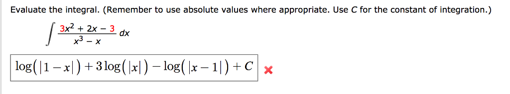 Solved Evaluate the integral. (Remember to use absolute | Chegg.com