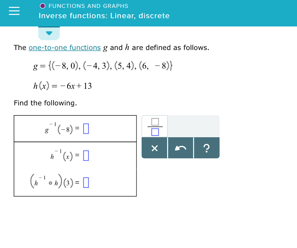 Solved O Functions And Graphs Inverse Functions Linear 8176
