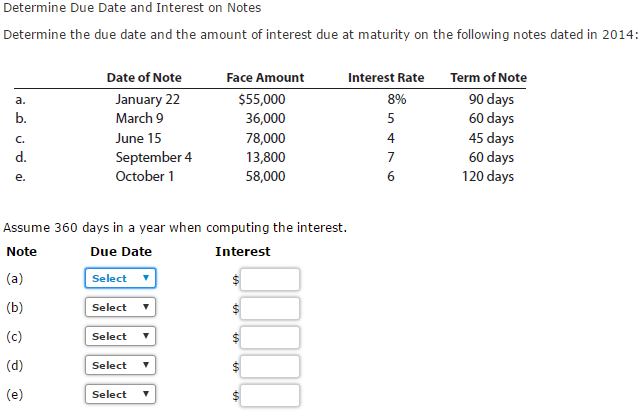 Solved Determine Date and Interest on Notes Determine the | Chegg.com