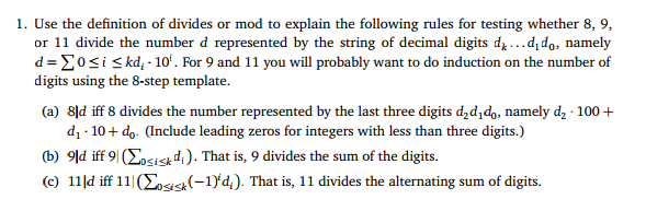Solved Use the definition of divides or mod to explain the | Chegg.com