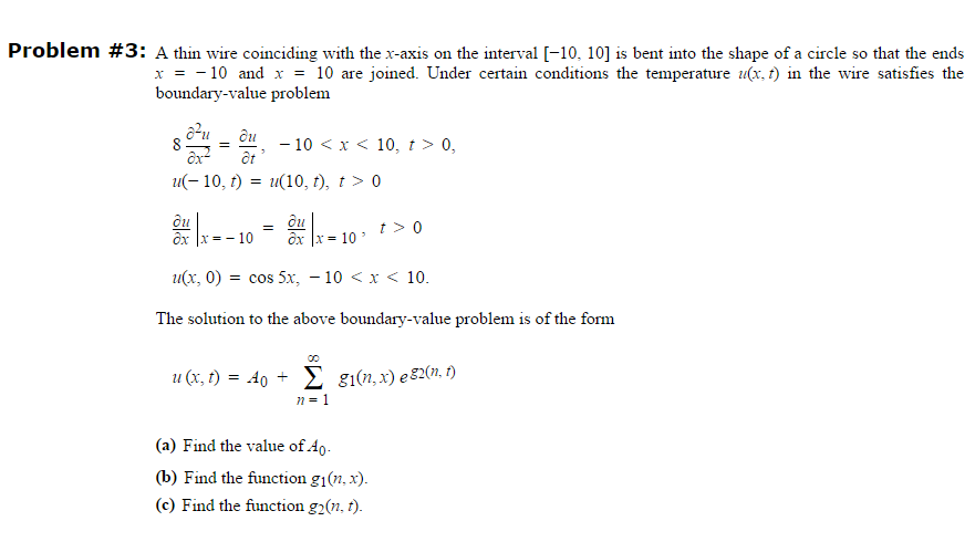 Solved A thin wire coinciding with the x-axis on the | Chegg.com