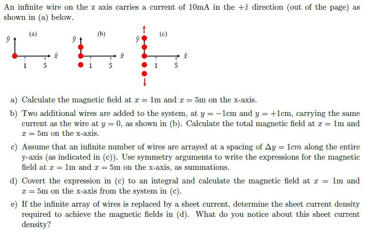 Solved An infinite wire on the z axis carries a current of | Chegg.com
