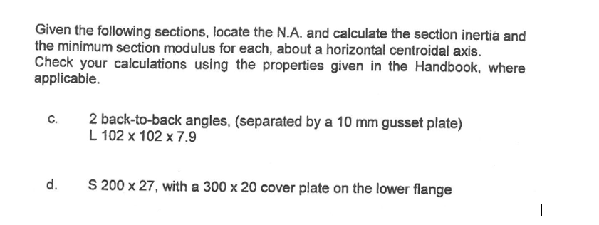 Given the following sections, locate the N.A. and | Chegg.com
