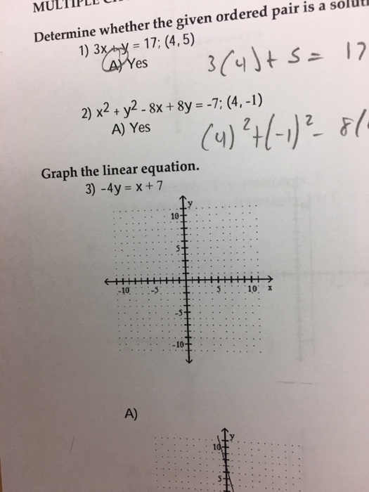 Solved Determine whether the given ordered pair is 3x + y = | Chegg.com