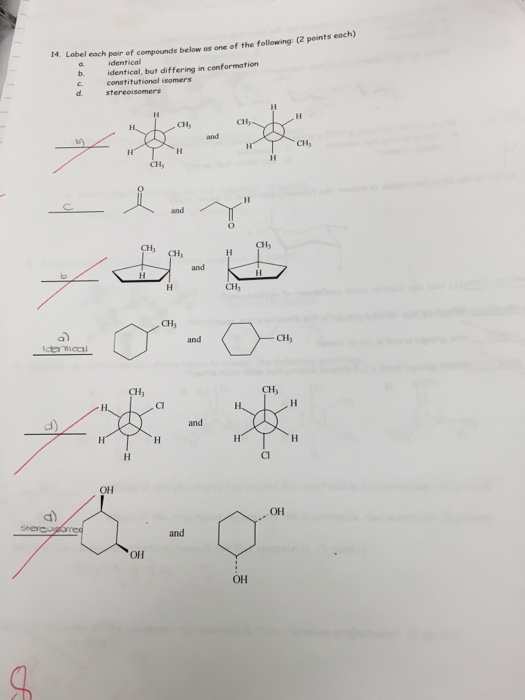 Solved Label each pair of compounds below as one of the | Chegg.com