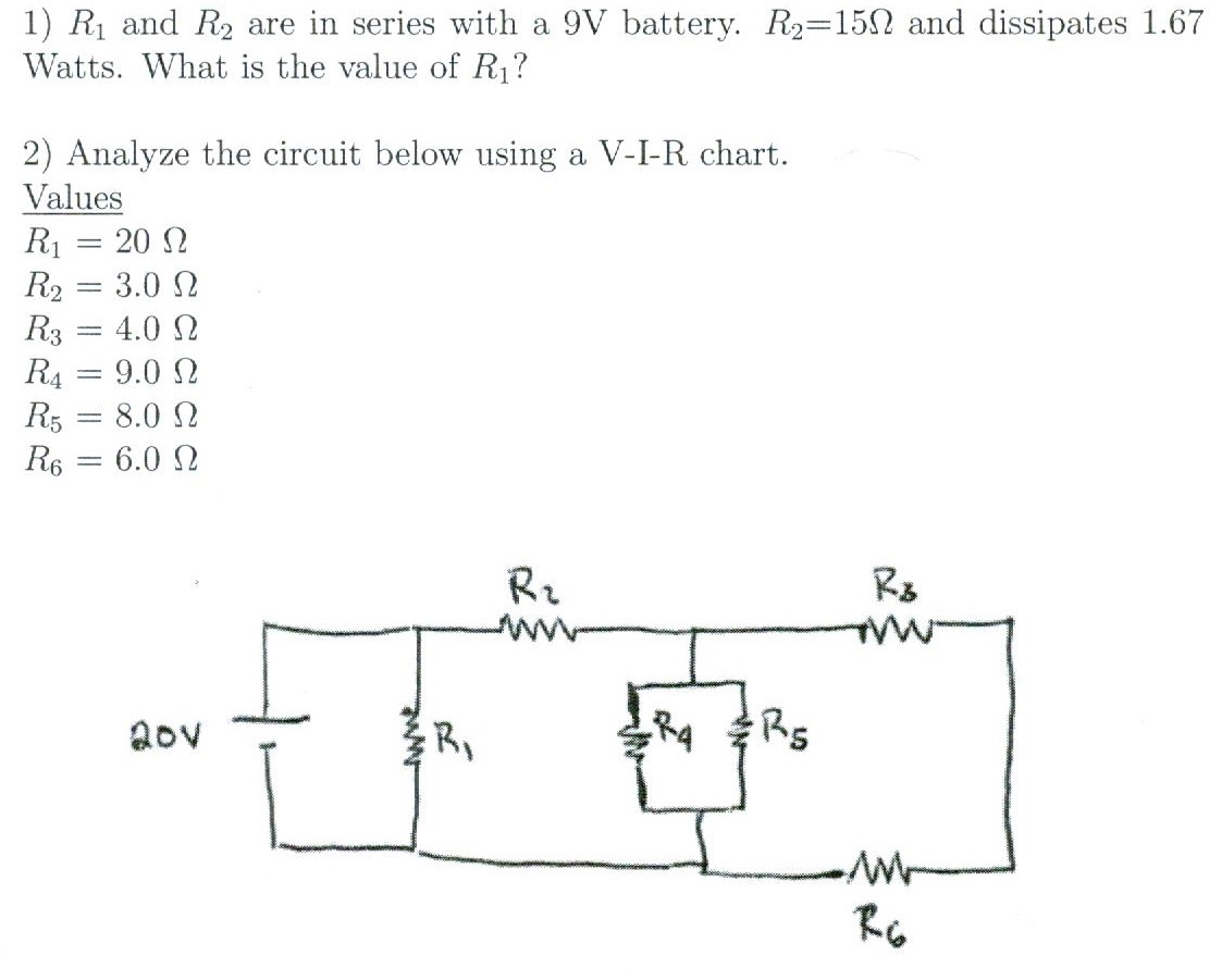 Solved Ri and R2 are in series with a 9V battery. R2=15 ohm | Chegg.com