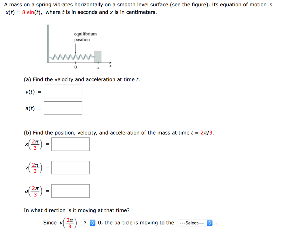 Solved A mass on a spring vibrates horizontally on a smooth | Chegg.com