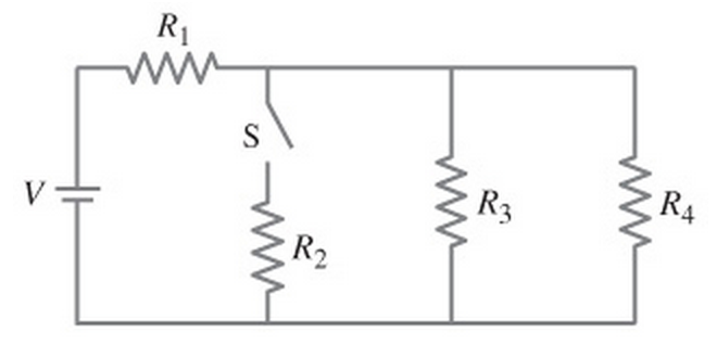 Solved Let R1=R2=R3=R4=125 ? and V = 22.0 V . Determine the | Chegg.com