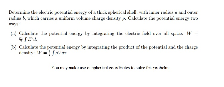 Solved Determine the electric potential energy of a thick | Chegg.com