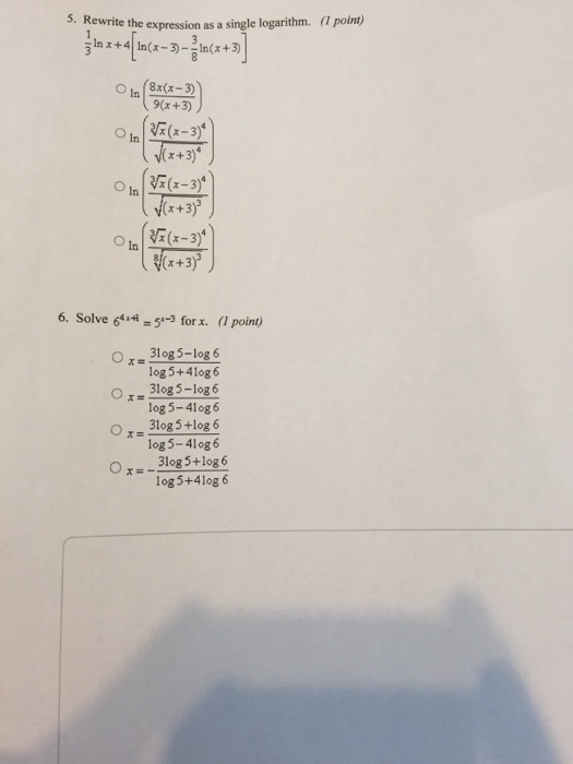 Solved Rewrite The Expression As A Single Logarithm 1 2 Ln