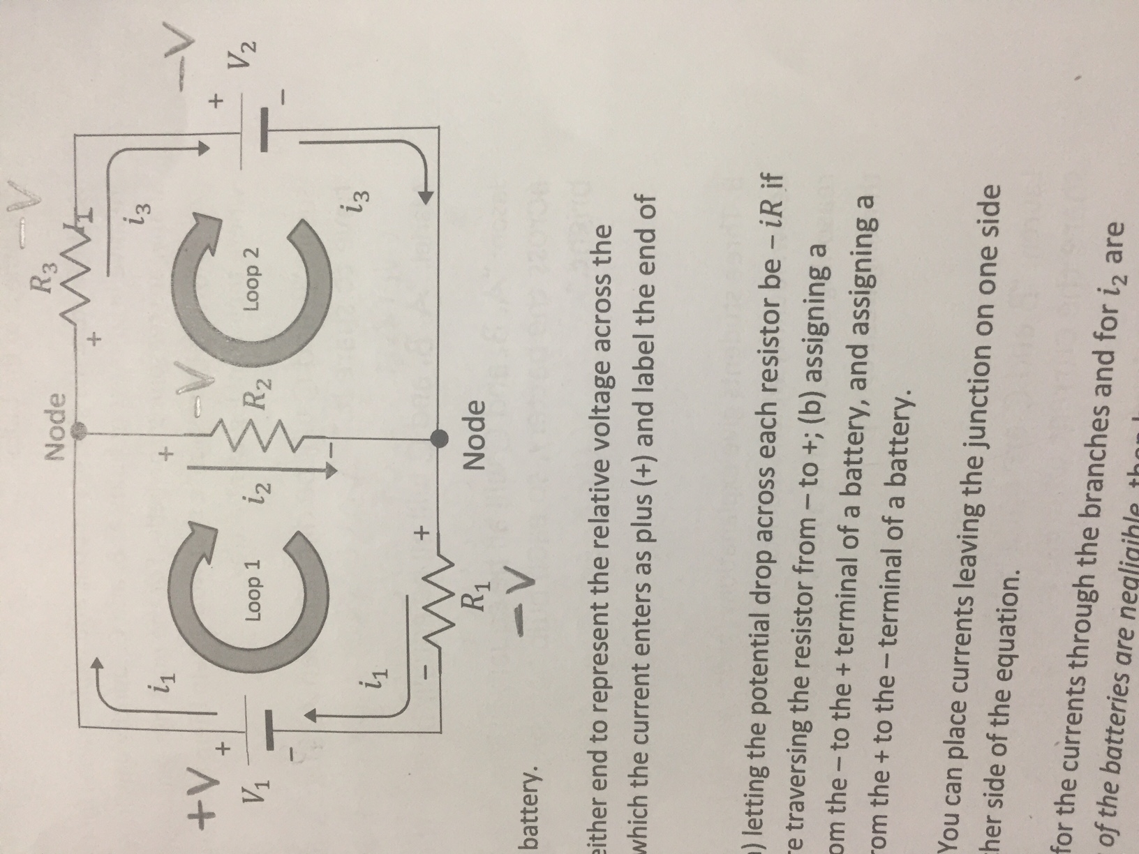 Solved 3 Node 3 +V 2 Loop 1 R2 Loop 2 Node battery. ither | Chegg.com