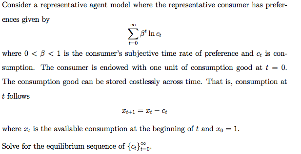 Solved Consider a representative agent model where the | Chegg.com