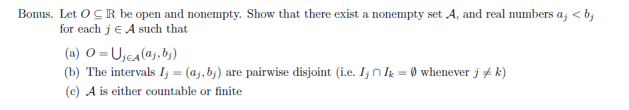 Solved Bonus. Let O C R be open and nonempty. Show that | Chegg.com