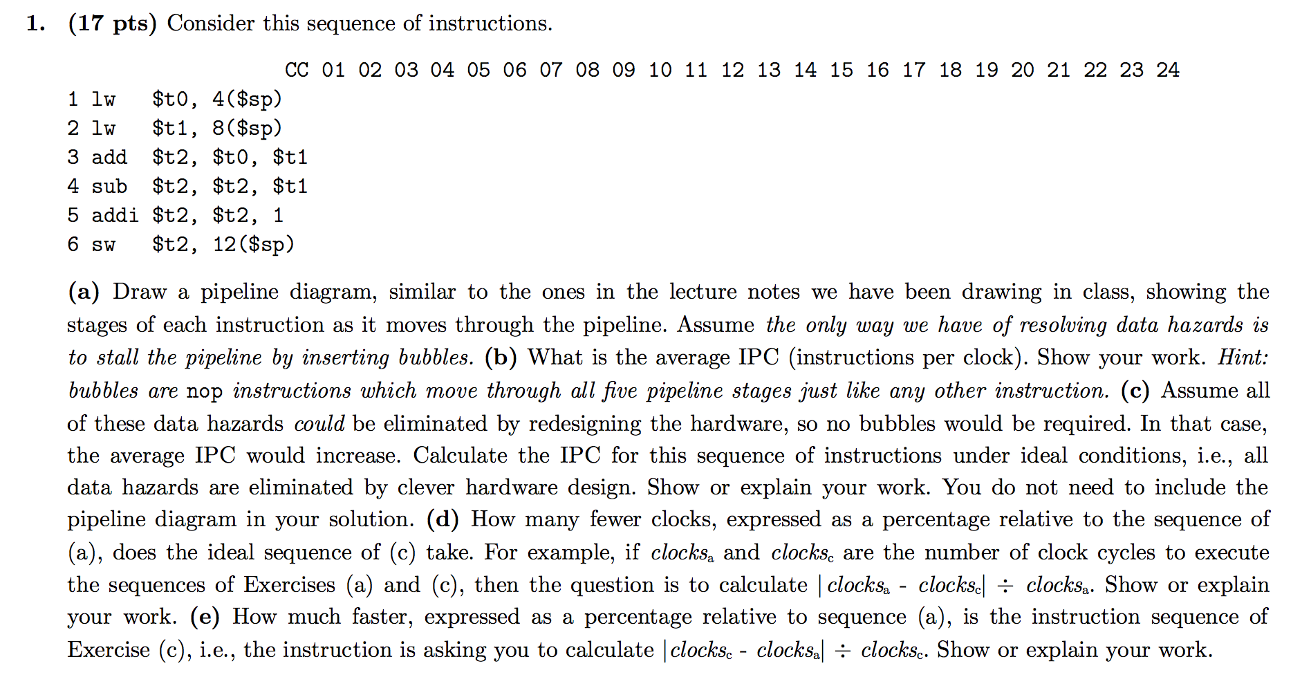 Consider this sequence of instructions. CC 01 02 03 | Chegg.com