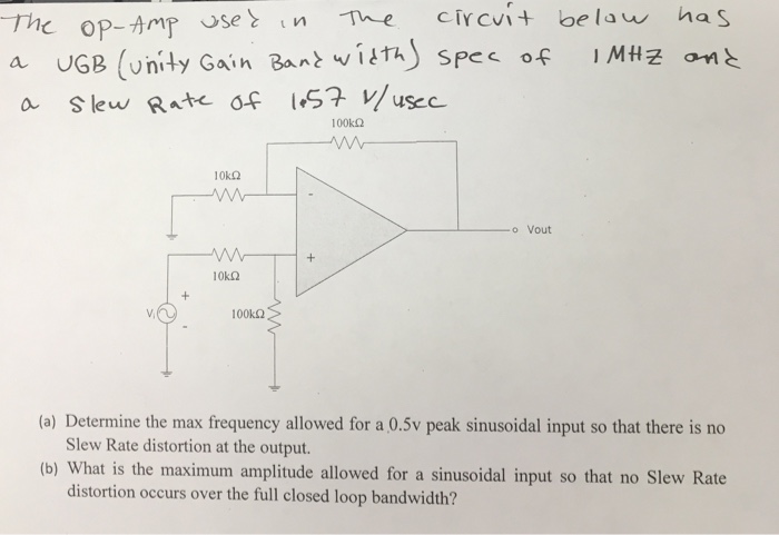 Solved The op-amp used in the circuit below has a ugb (unity | Chegg.com