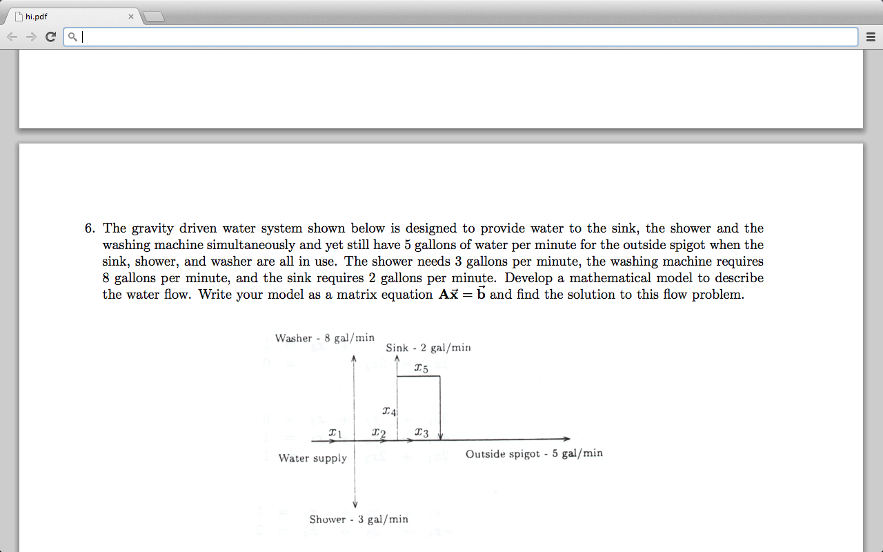 hi..pdf 6. The gravity driven water system shown | Chegg.com