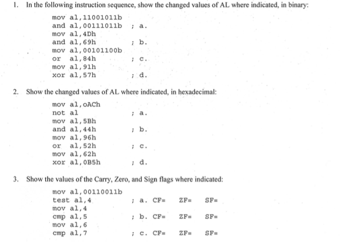 Solved In the following instruction sequence, show the | Chegg.com