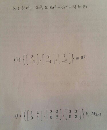 Solved Determine whether or not the following sets are | Chegg.com