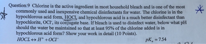 Solved Chlorine is the active ingredient in most household | Chegg.com