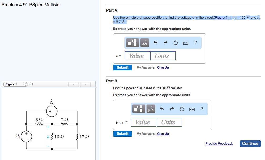 Solved Problem 4.91 PSpice Multisim Part A Use the principle | Chegg.com