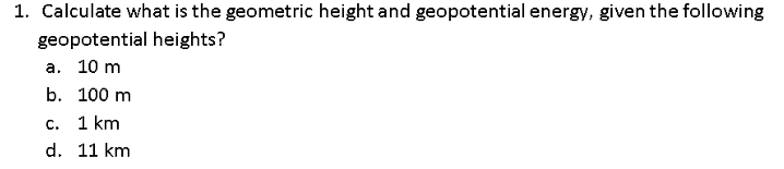Solved Calculate what is the geometric height and | Chegg.com