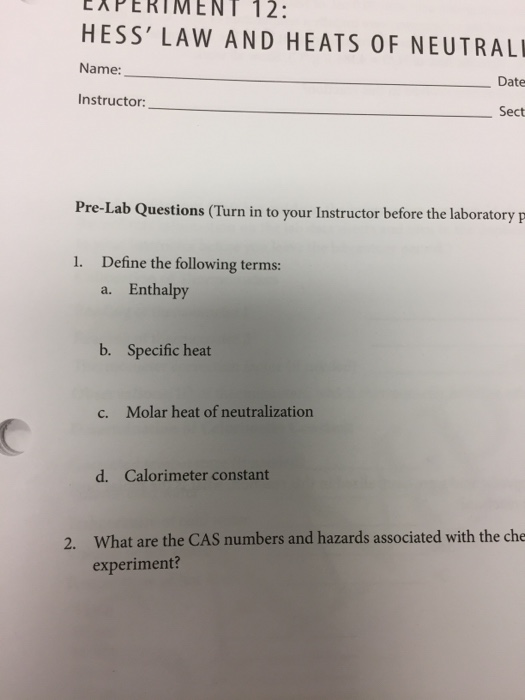 Solved Define the following terms: Enthalpy Specific heat | Chegg.com
