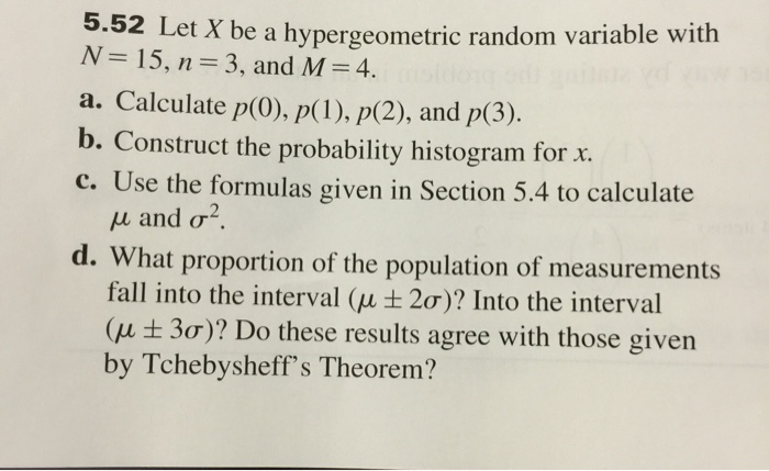 Let X be a hypergeometric random variable with N = | Chegg.com