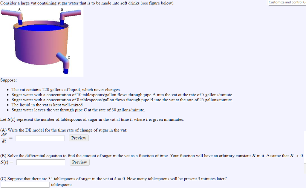 Solved Differential Equation Suppose: The vat contains | Chegg.com