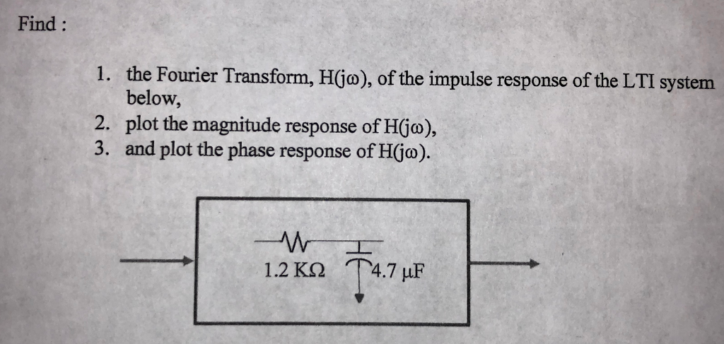 Solved Find : 1. the Fourier Transform, H(jo), of the | Chegg.com