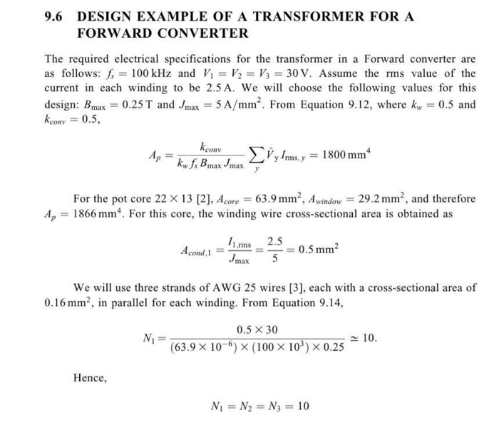 Solved Transformer Design In the design example of the | Chegg.com