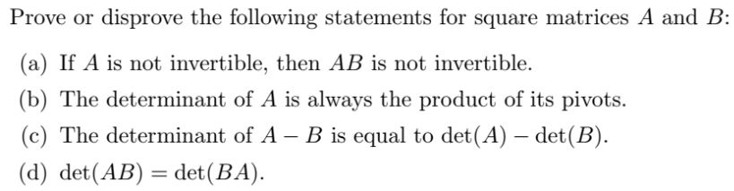 Solved Prove or disprove the following statements for square | Chegg.com