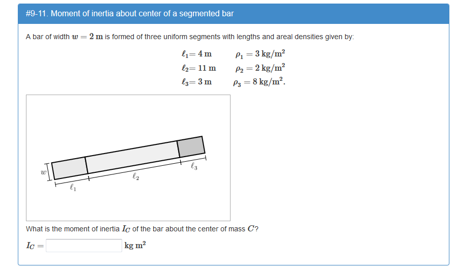 Solved #9-11 Moment of inertia about center of a segmented | Chegg.com