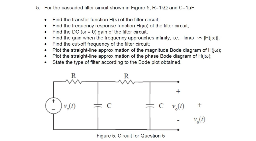 Solved For the cascaded filter circuit shown in Figure 5, R | Chegg.com
