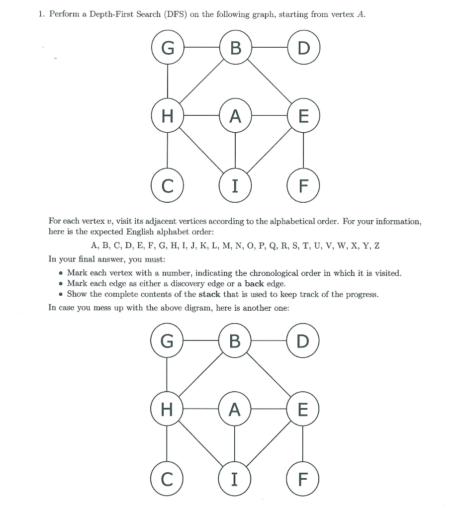 Solved Graphs: Depth-First Search (DFS) Please use dark | Chegg.com Solved Graphs: Depth-First Search (DFS) Please use dark | Chegg.com