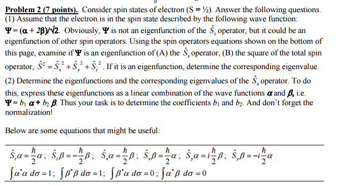 Consider spin states of electron (S = 1/2). Answer | Chegg.com