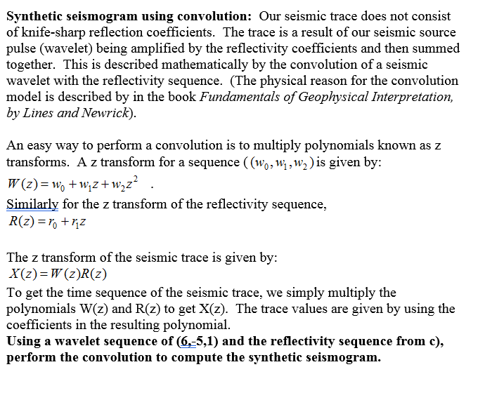 Synthetic seismogram using convolution: Our seismic | Chegg.com