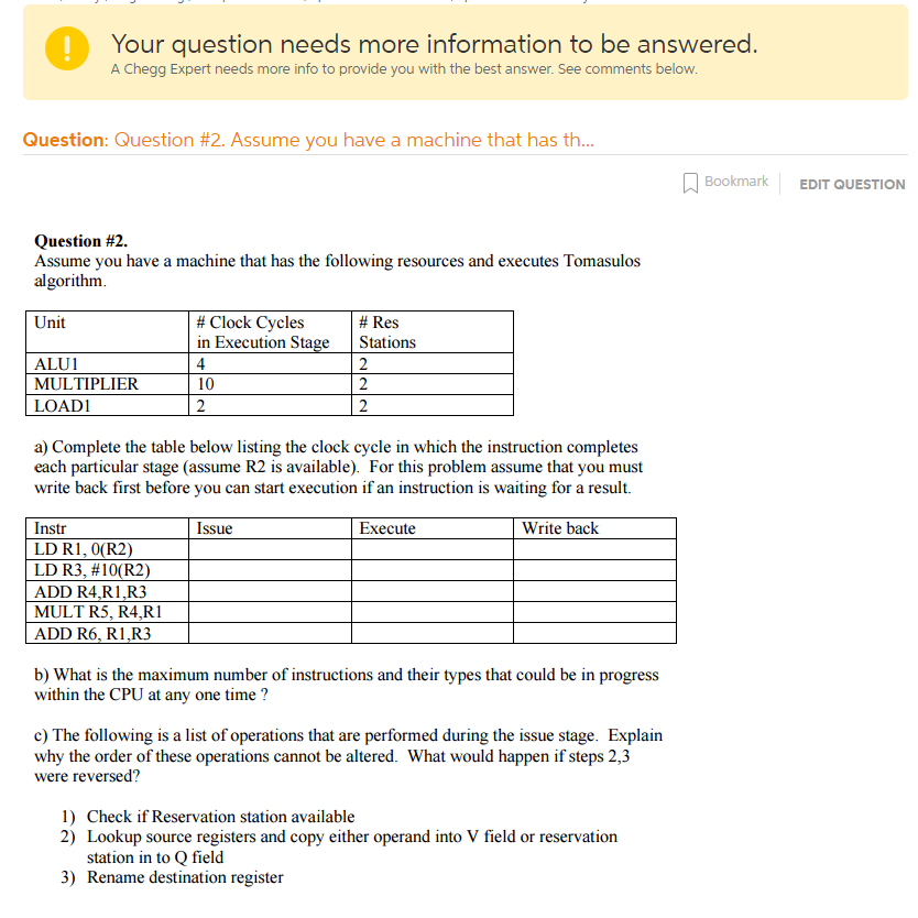 Solved Assume You Have A Machine That Has The Following 