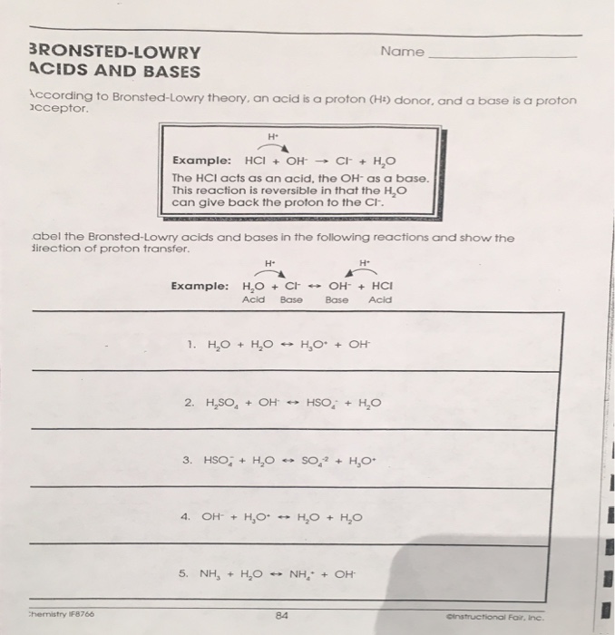 Solved According to Bronsted-Lowry theory, an acid is a | Chegg.com