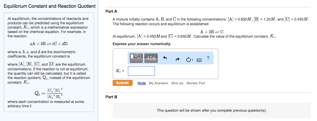 Solved Equilibrium Constant and Reaction Quotient At | Chegg.com