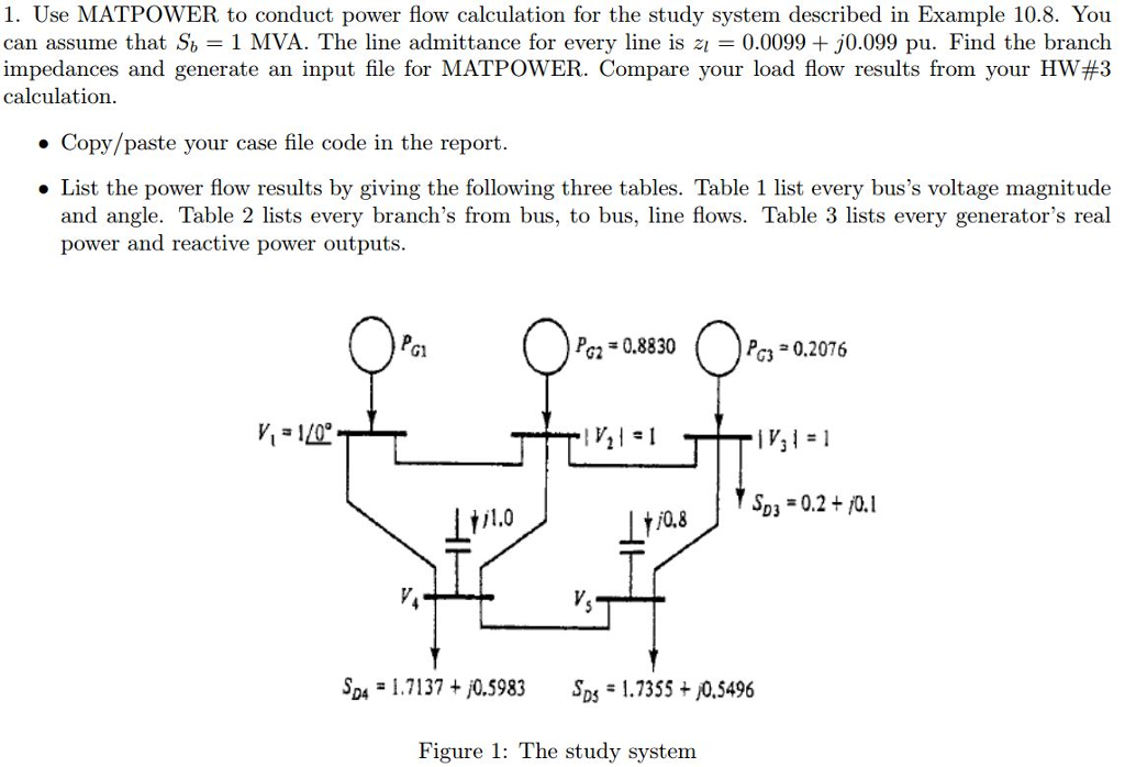 Use MATPOWER to conduct power flow calculation for | Chegg.com