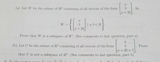 Solved (a) Let W' be the subset of R3 consisting of all | Chegg.com