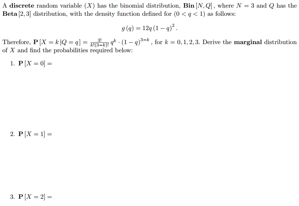 Solved A discrete random variable (X) has the binomial | Chegg.com