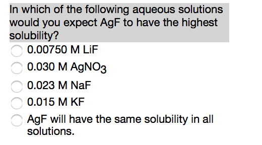 Solved In which of the following aqueous solutions would you | Chegg.com