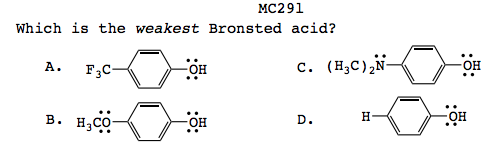 Solved MC291 Which is the weakest Bronsted acid? A F3C C. | Chegg.com