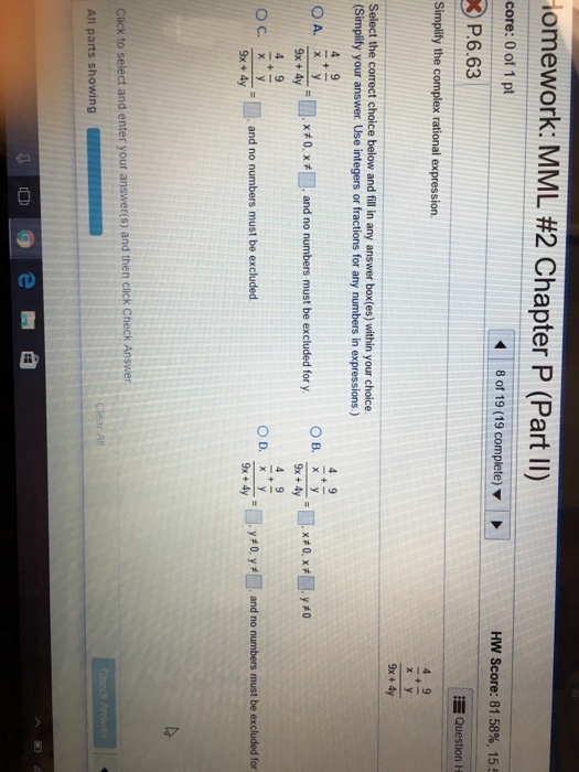 Solved Simplify the complex rational expression Select the | Chegg.com