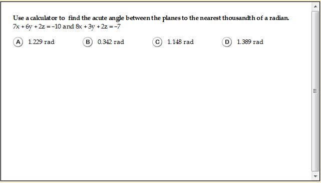 Solved Use a calculator to find the acute angle between the | Chegg.com