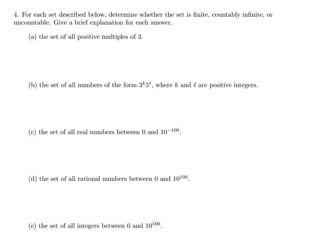 Solved 4. For each set described below, determine whether | Chegg.com