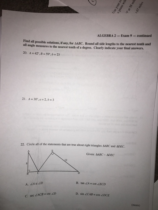 Solved Find all possible solutions. If any, for delta ABC. | Chegg.com