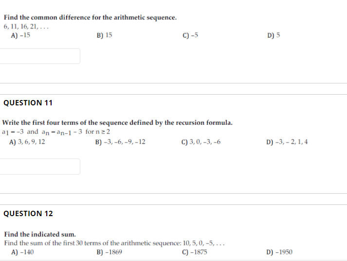 Solved Find the common difference for the arithmetic | Chegg.com